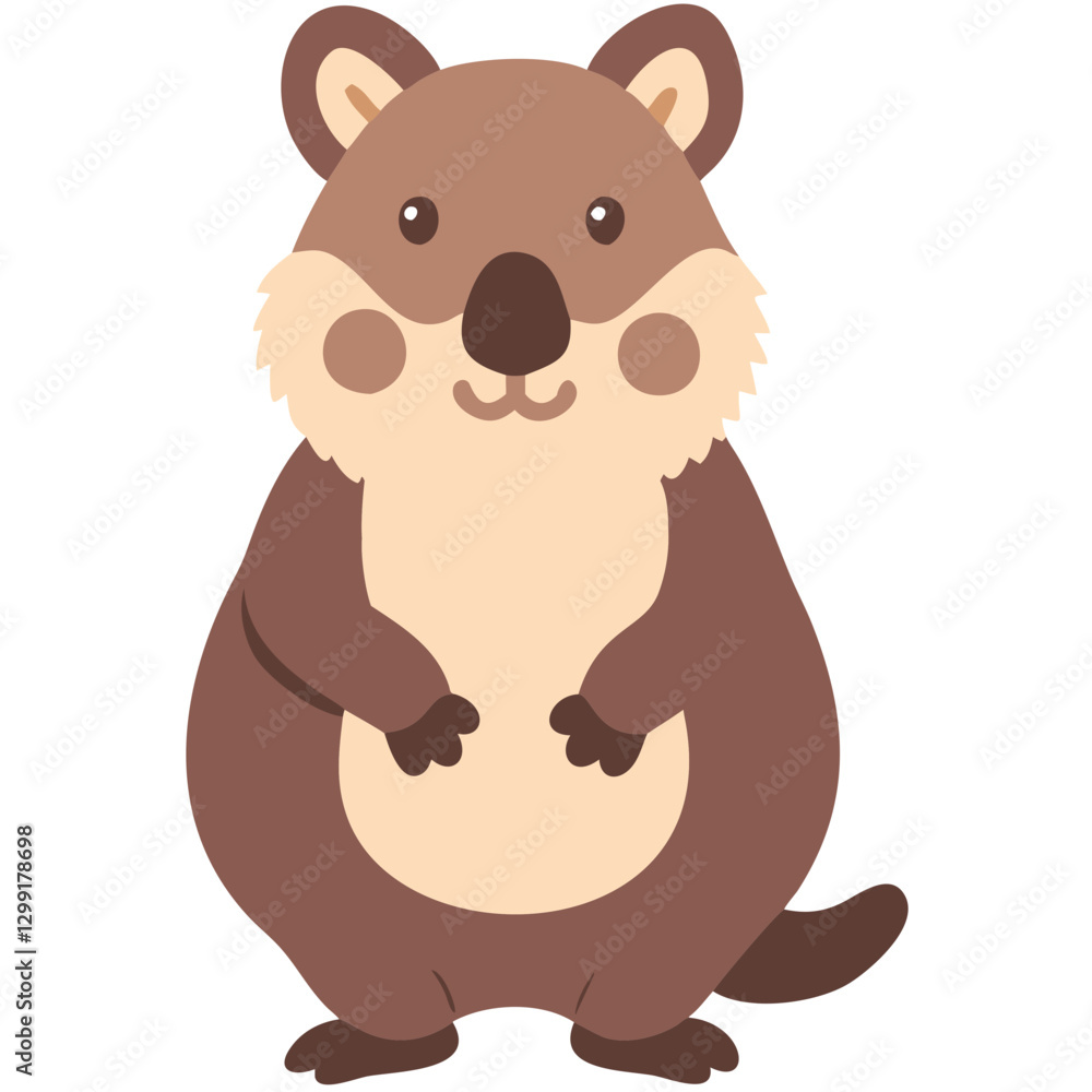 Cute Quokka Cartoon Illustration Happy Australian Animal Vector Art ...