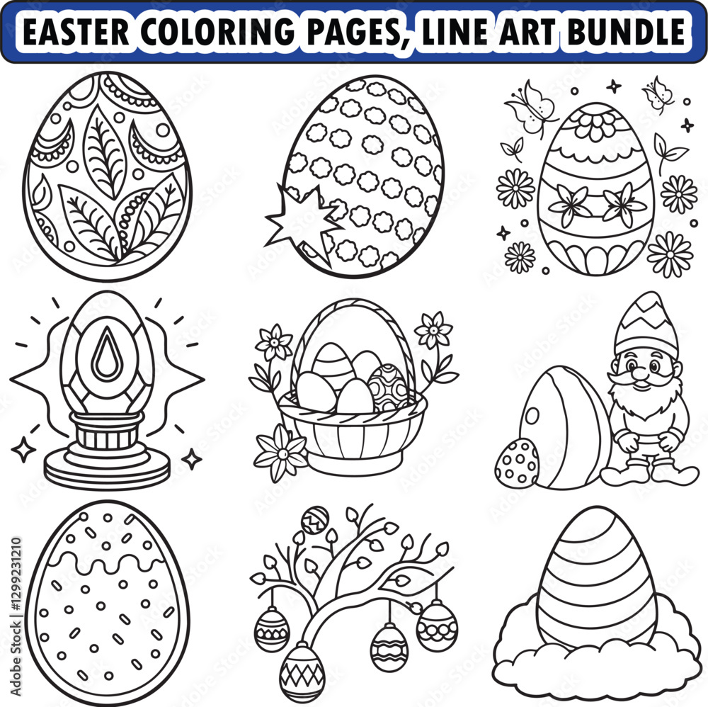easter egg coloring page, easter coloring page, Print, black and white ...
