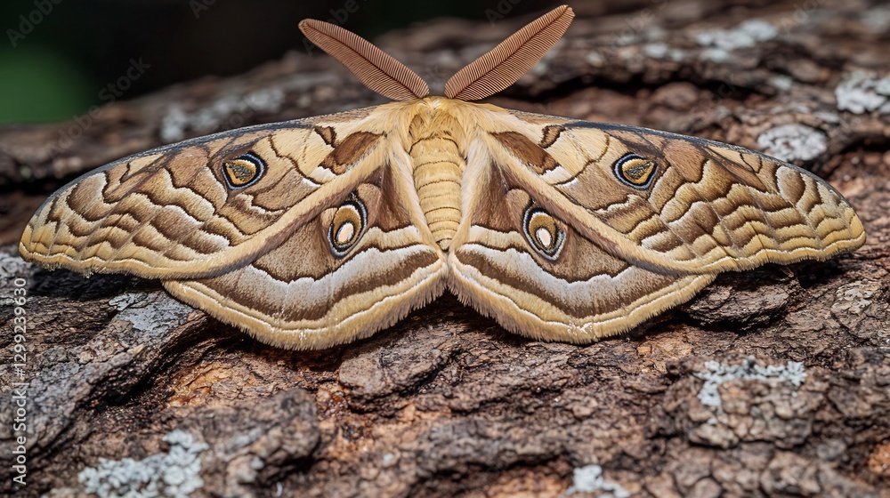 Majestic Hercules Moth resting on a tree trunk its massive brown ...