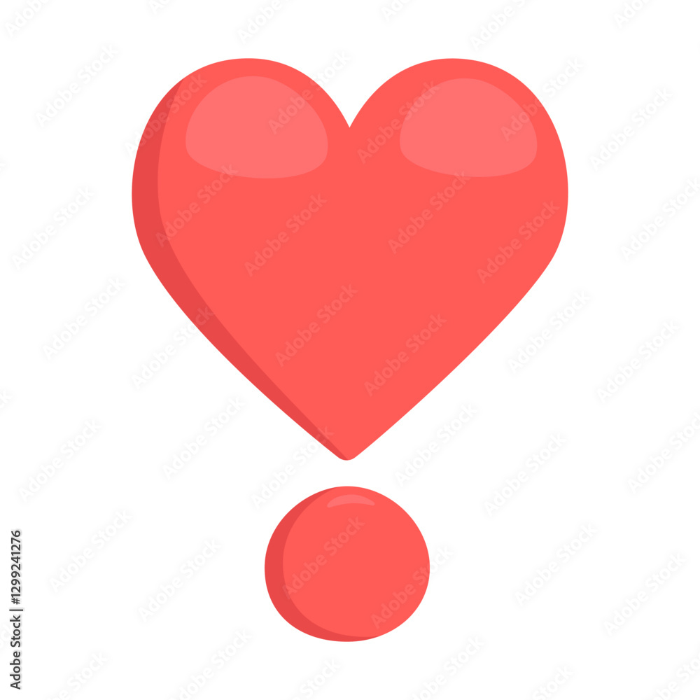 Exclamation Heart Emoji Icon Illustration. Love Vector Symbol Emoticon ...