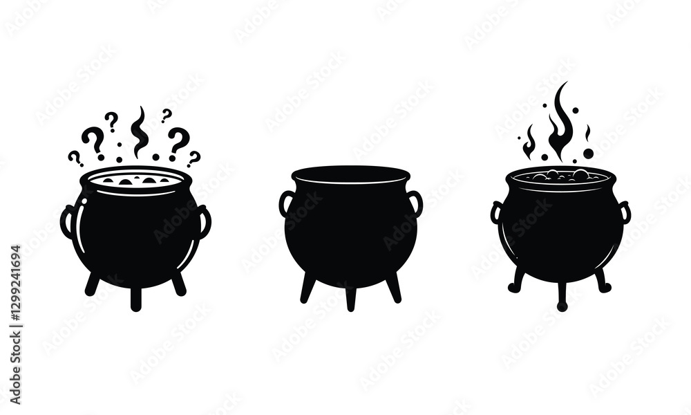 Silhouettes of cauldron vector illustration, detailed vector, black and ...