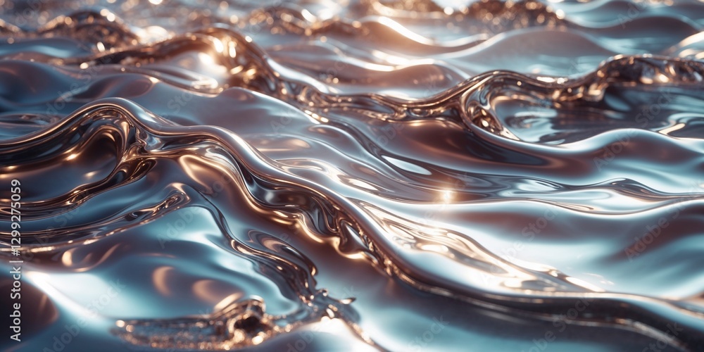 Ilustración de Stock Ultra-realistic liquid metal wave VFX texture in ...