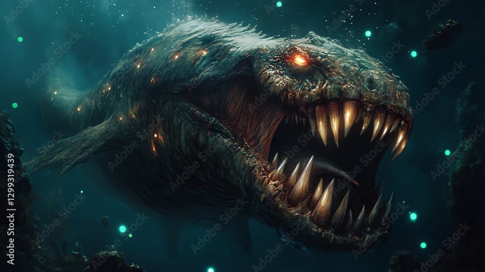 Monstrous Fangtooth drifting through the deep sea its grotesque ...