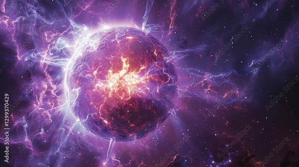 Neutron star spinning at near light speeds its surface glowing with ...