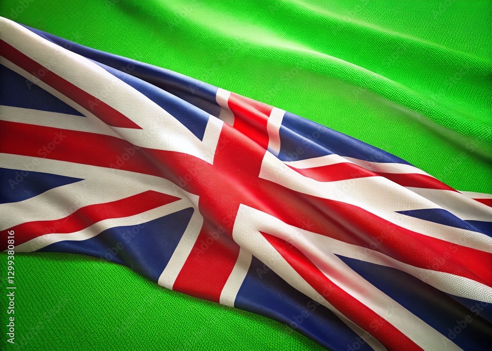4K Animated Waving UK Flag, Green Screen Chroma Key, Macro Photography ...
