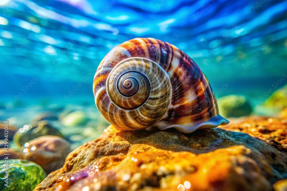 Aegean Sea Limpet: Close-up Underwater Portrait of a True Limpet on ...