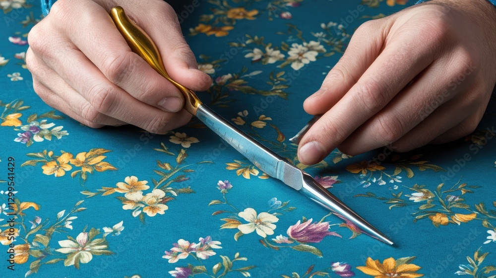 A step-by-step process of fixing a loose wallpaper seam with precision ...