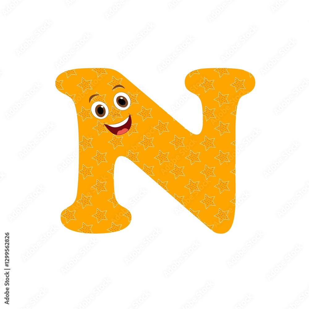 Ilustración de Stock Letra N maiúscula com fundo cor laranja ...