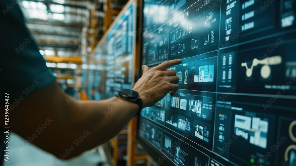 A closeup of a logistics dashboard showcases several data feeds from ...