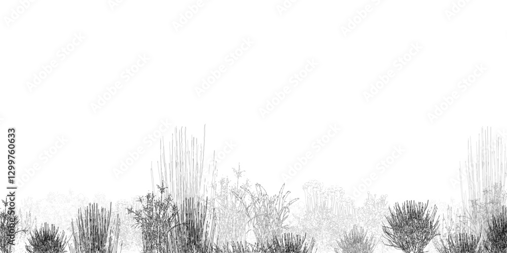 Architectural Drawings, Minimal style cad tree line drawing, Side view ...