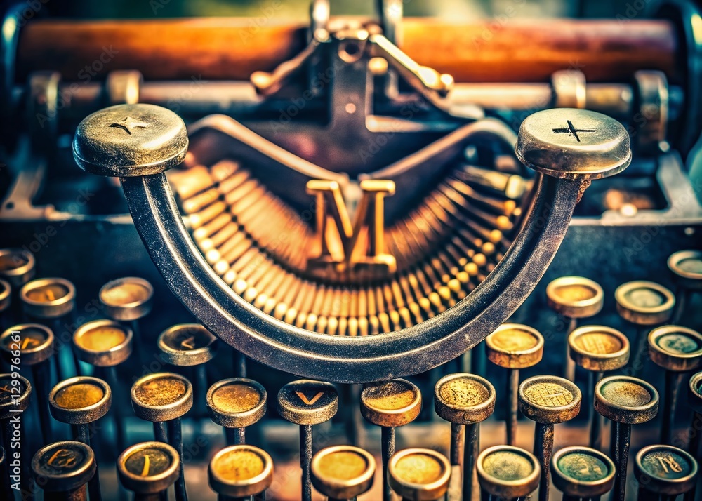 Vintage Typewriter Letter M, Candid Close-up Shot, Antique Keys ...