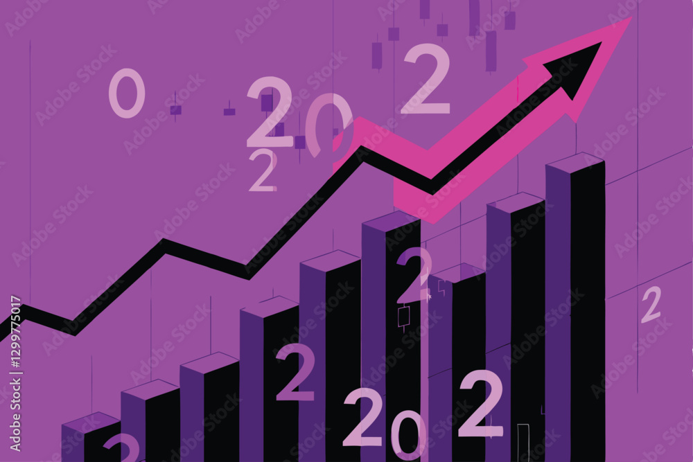 Generate a vibrant image depicting a dynamic interplay of ascending bar ...
