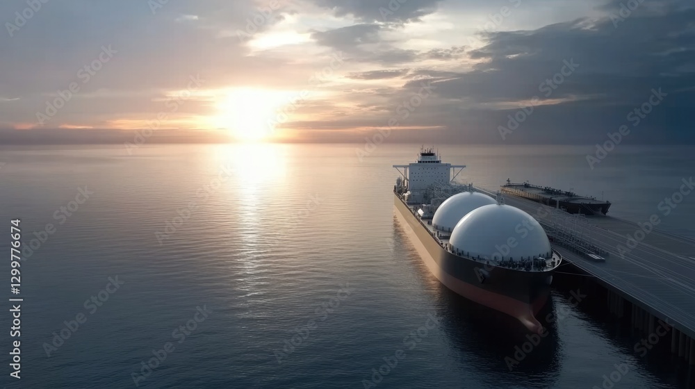 Lng tanker: vessel carrying liquefied natural gas, energy transportation, cryogenic storage ...