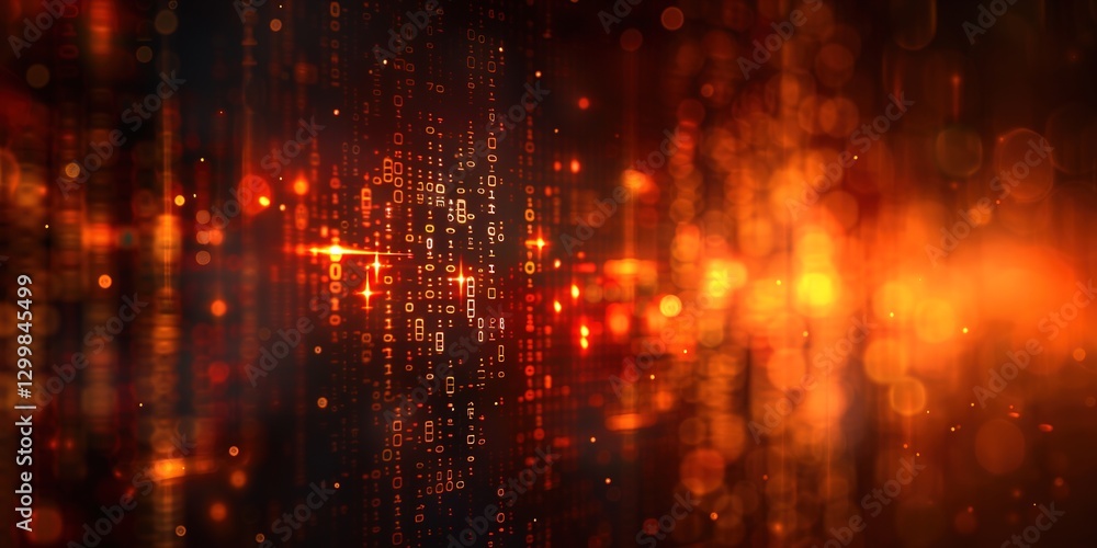 Blurred bokeh effect with binary code and computer circuitry for a tech themed design Stock ...
