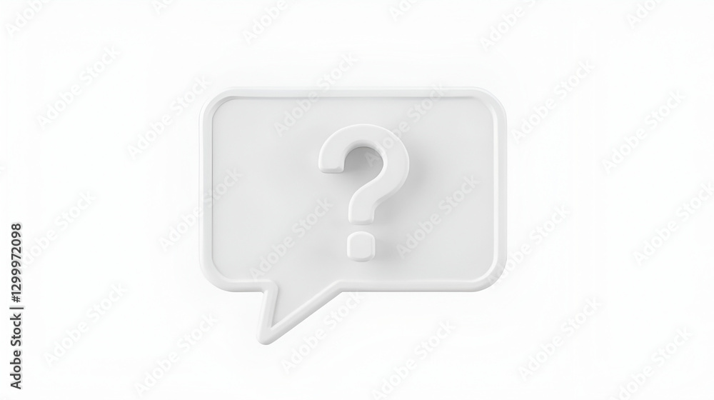 3D speech bubble with question mark isolated. Render question symbol ...
