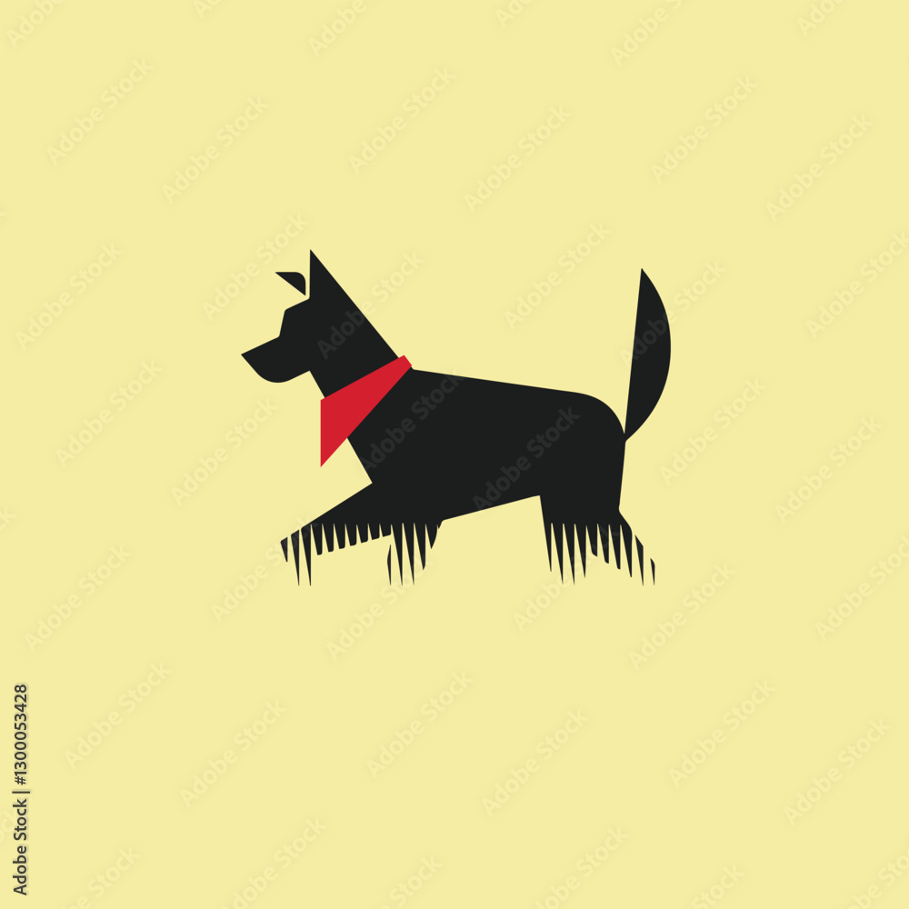 Australian kelpie design technical flat sketch vector mockup template ...