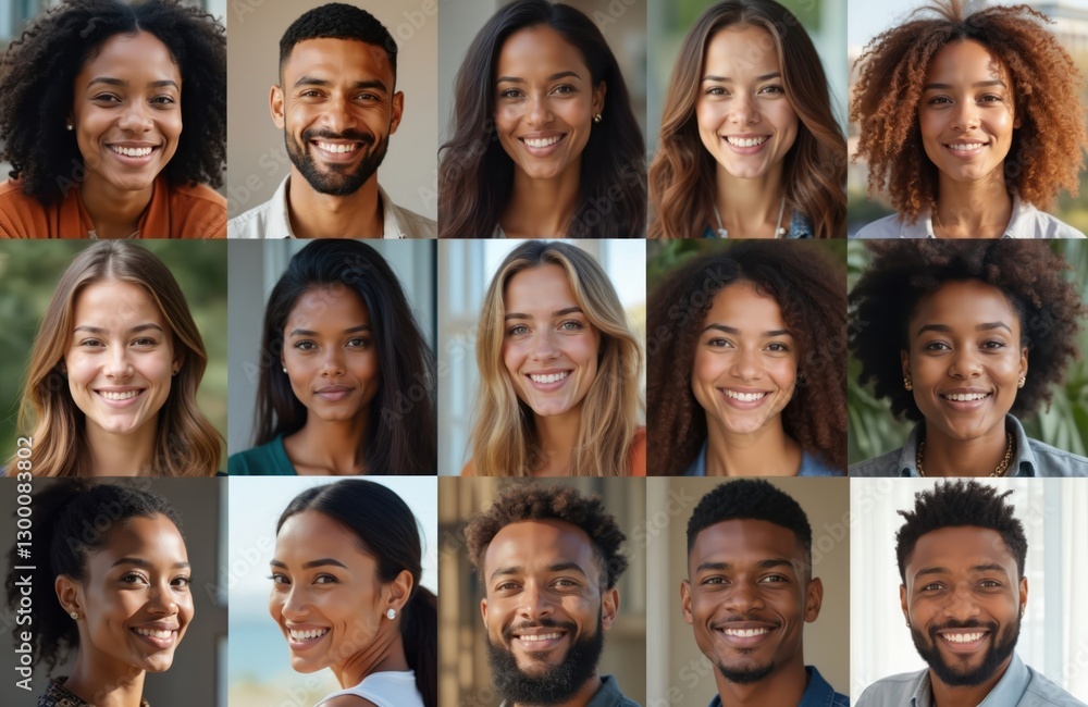 Collage of diverse people headshot avatars. Group of smiling men, women ...