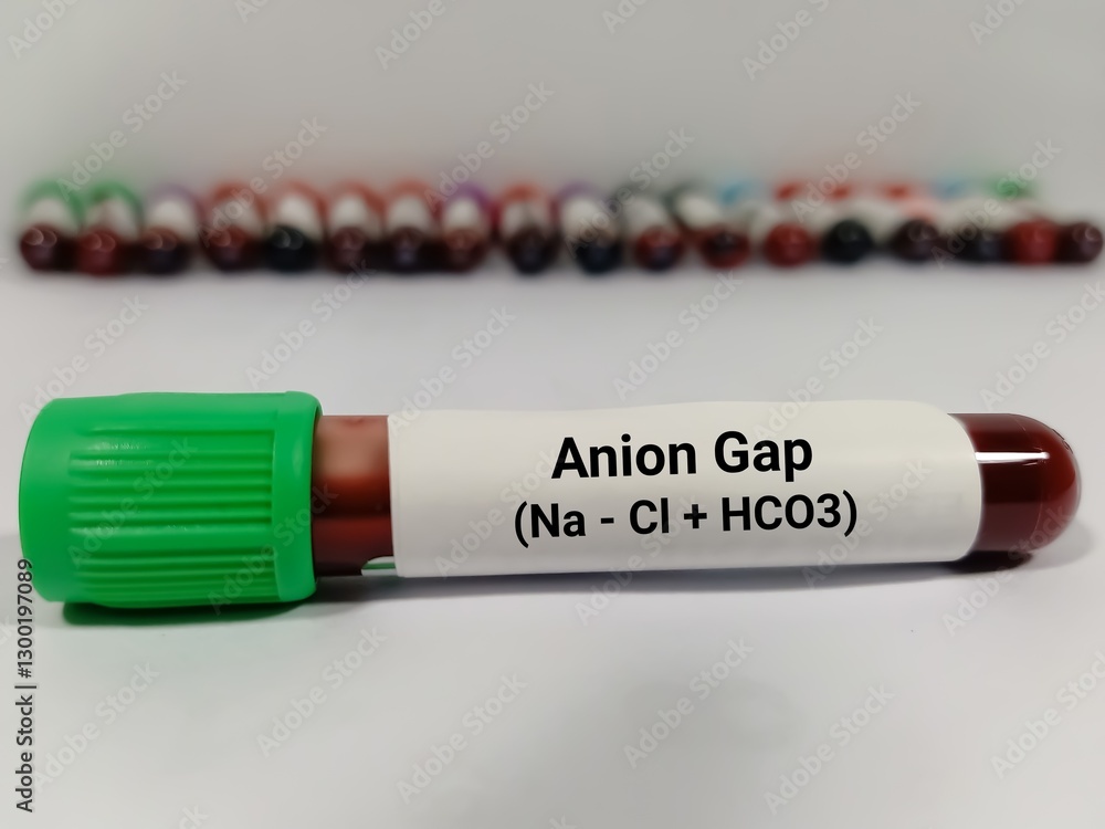 Blood sample for Anion Gap test. Electrolytes balance test, acidosis or ...