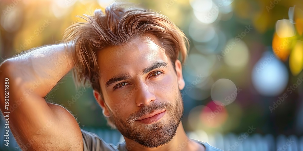 Handsome young man with big muscular and vascular arms, attractive and ...