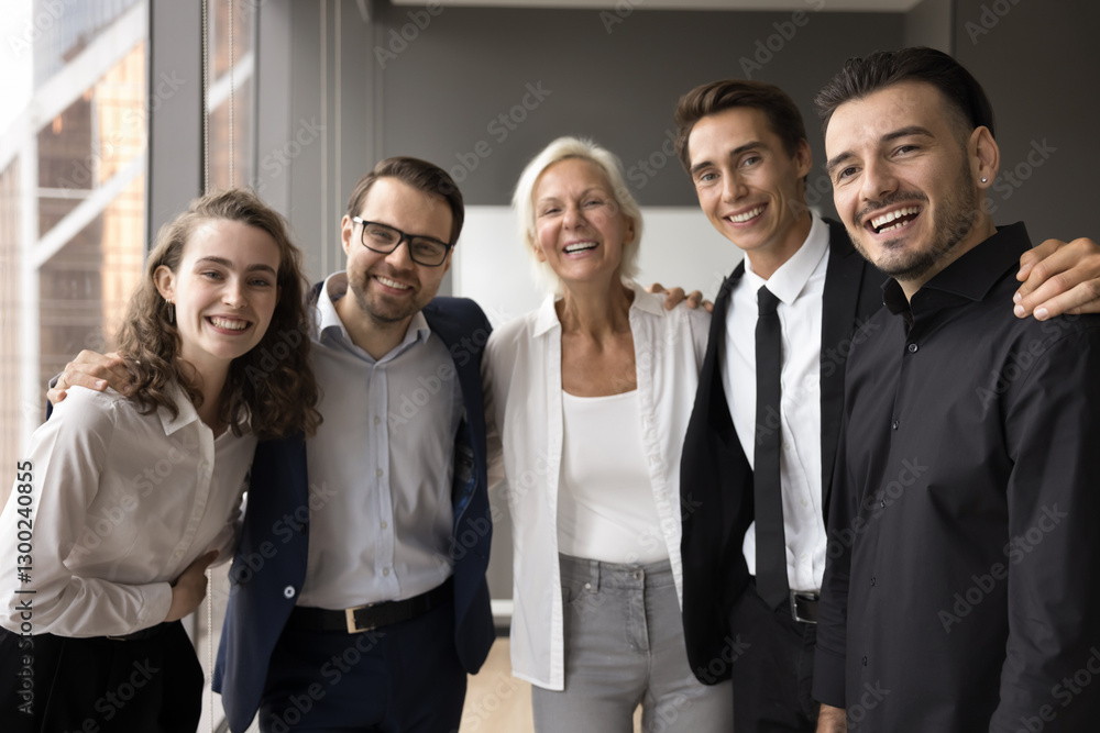 Motivation in diversity. Happy bonding corporate business team ...