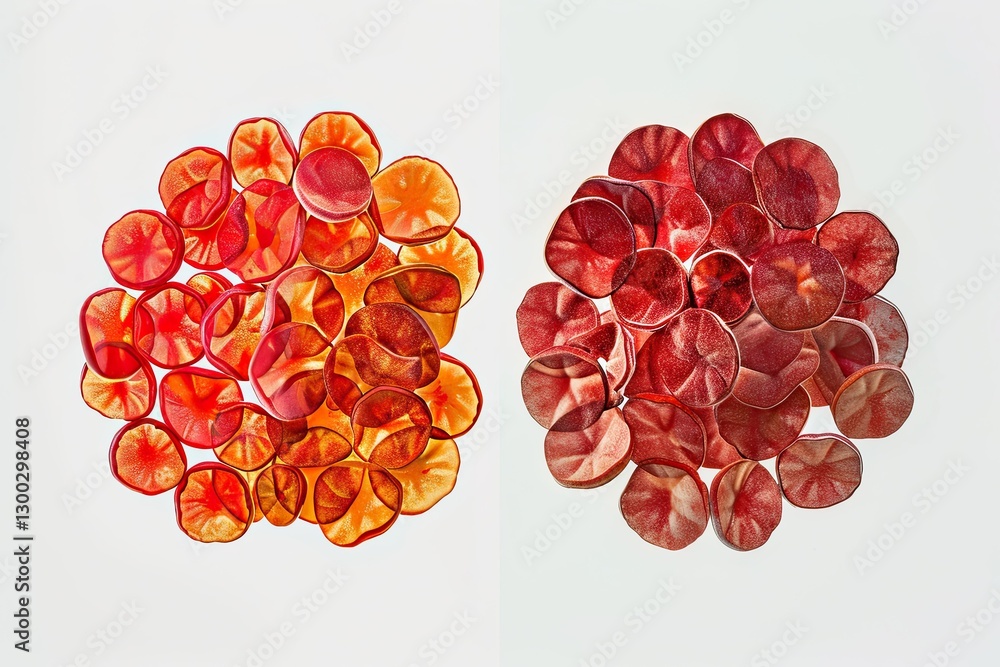 A side-by-side comparison of healthy and unhealthy red blood cells ...