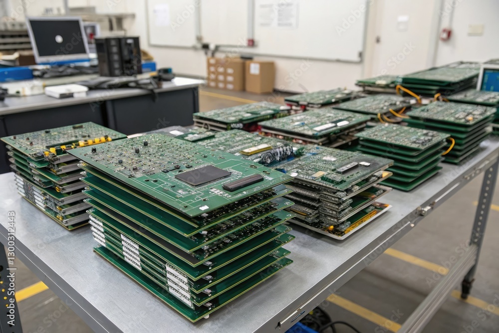 Stock-Foto „Electronic circuit boards stacked in a large pile on a ...