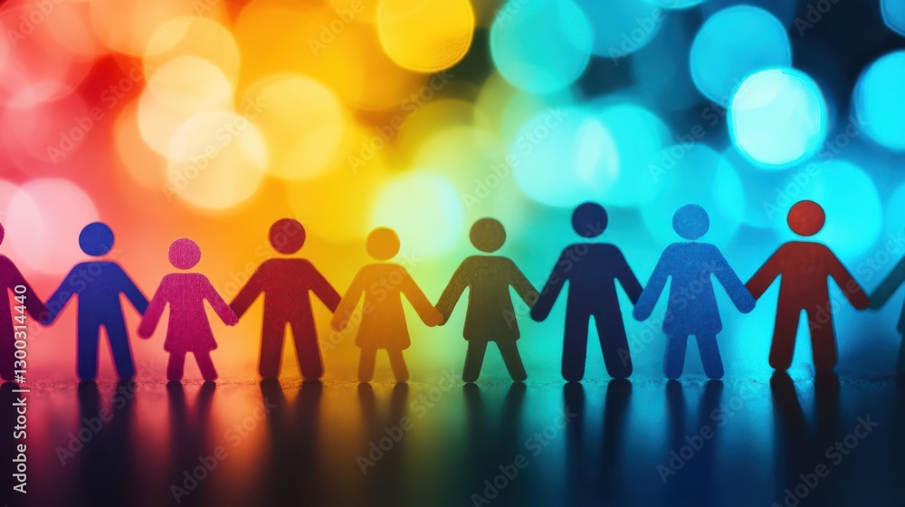 Rainbow paper background with layout of people. Zero discrimination day ...