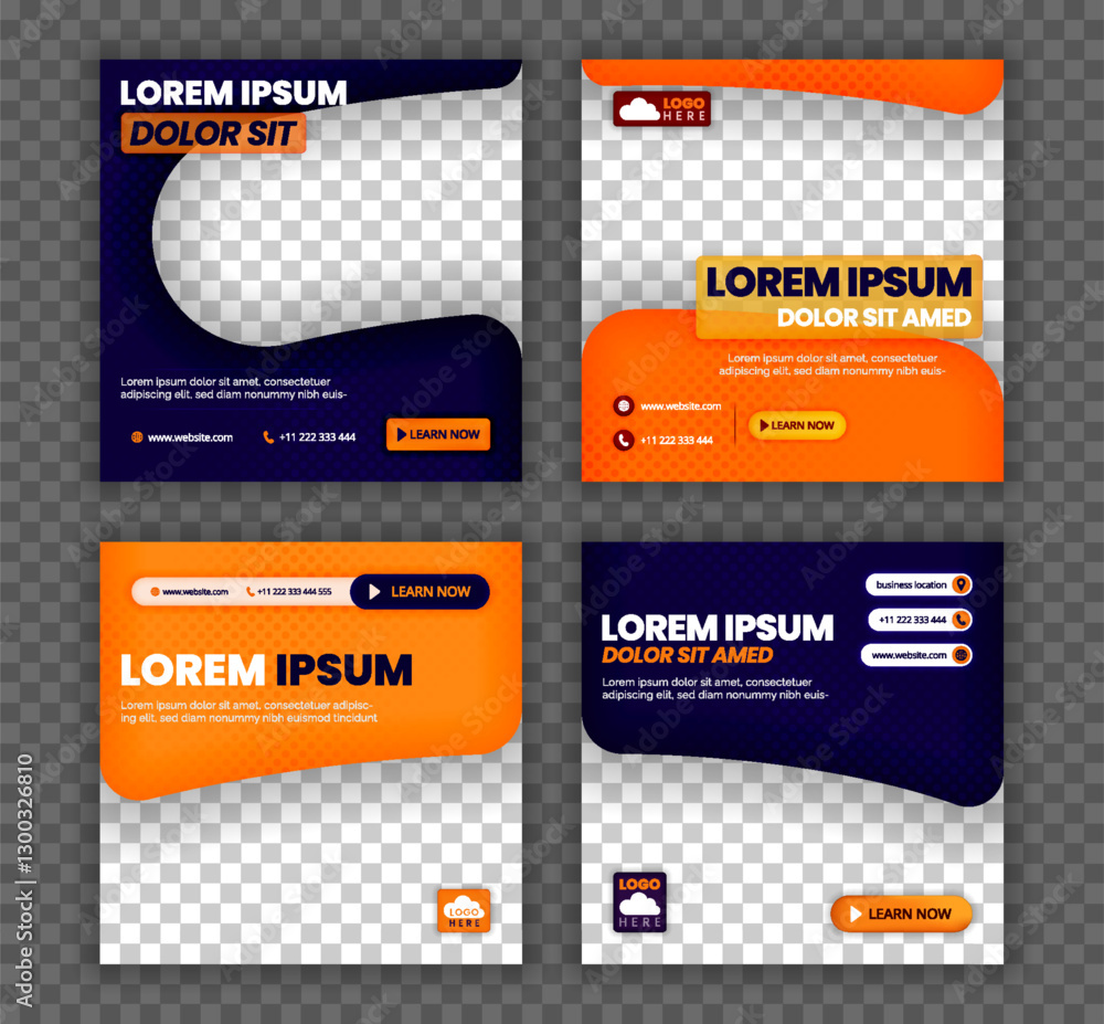 Modern Social Media Post Template with Orange and Purple Gradient for ...