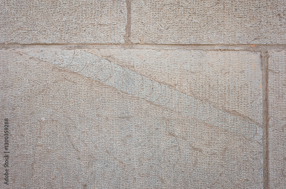 Limestone wall showcasing a fossilized shell of an extinct straight ...