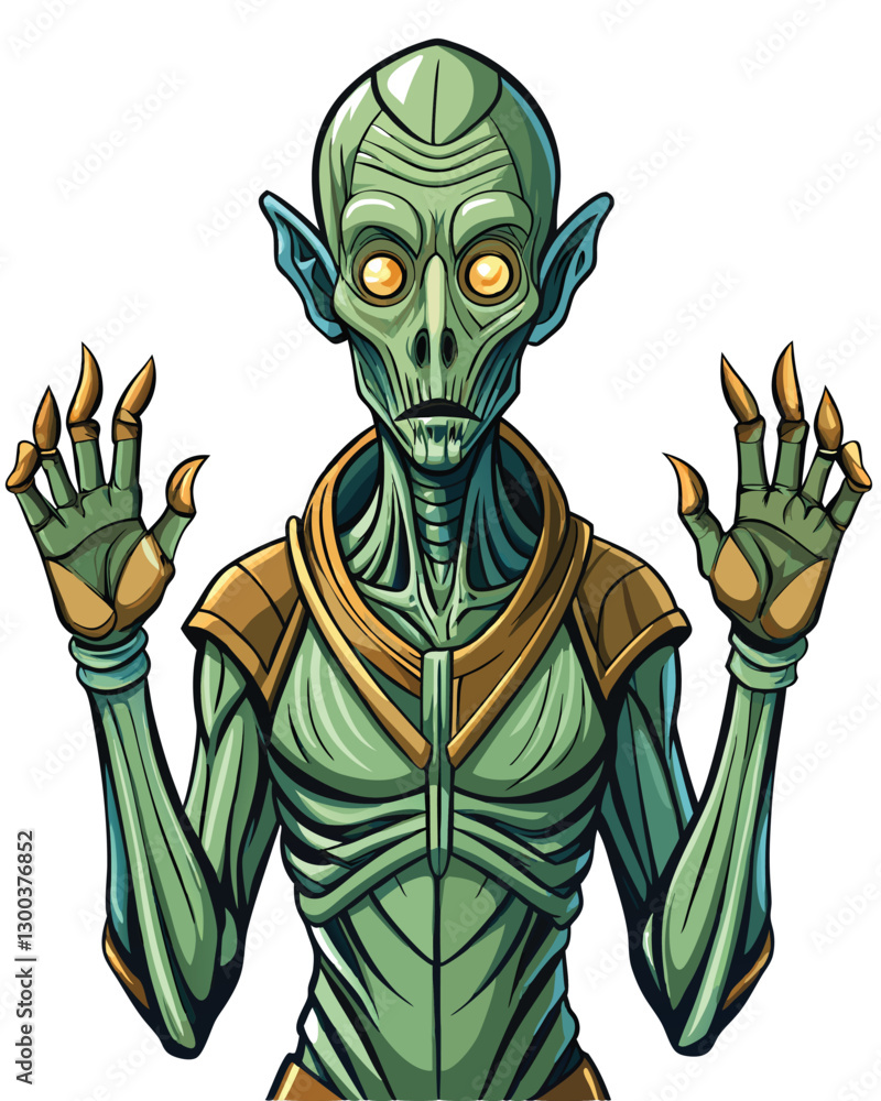 Render a striking image of a slender humanoid figure, characterized by ...