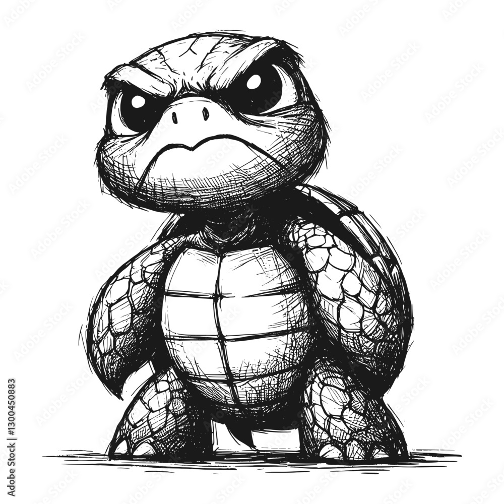 Turtle angry line art drawing ink sketch vector hand drawn illustration ...