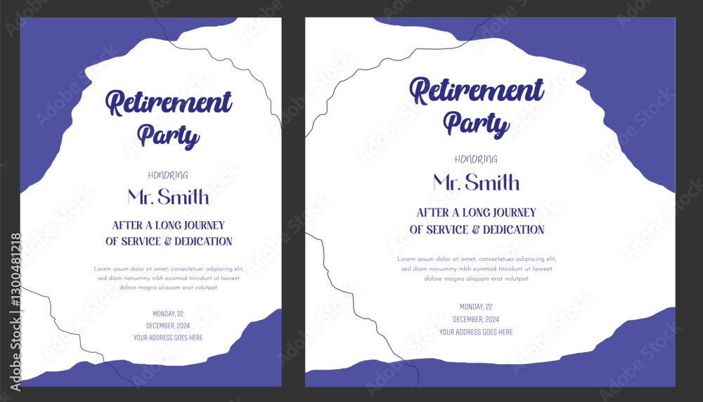 Retirement party flyer layout social media post design vintage royal ...