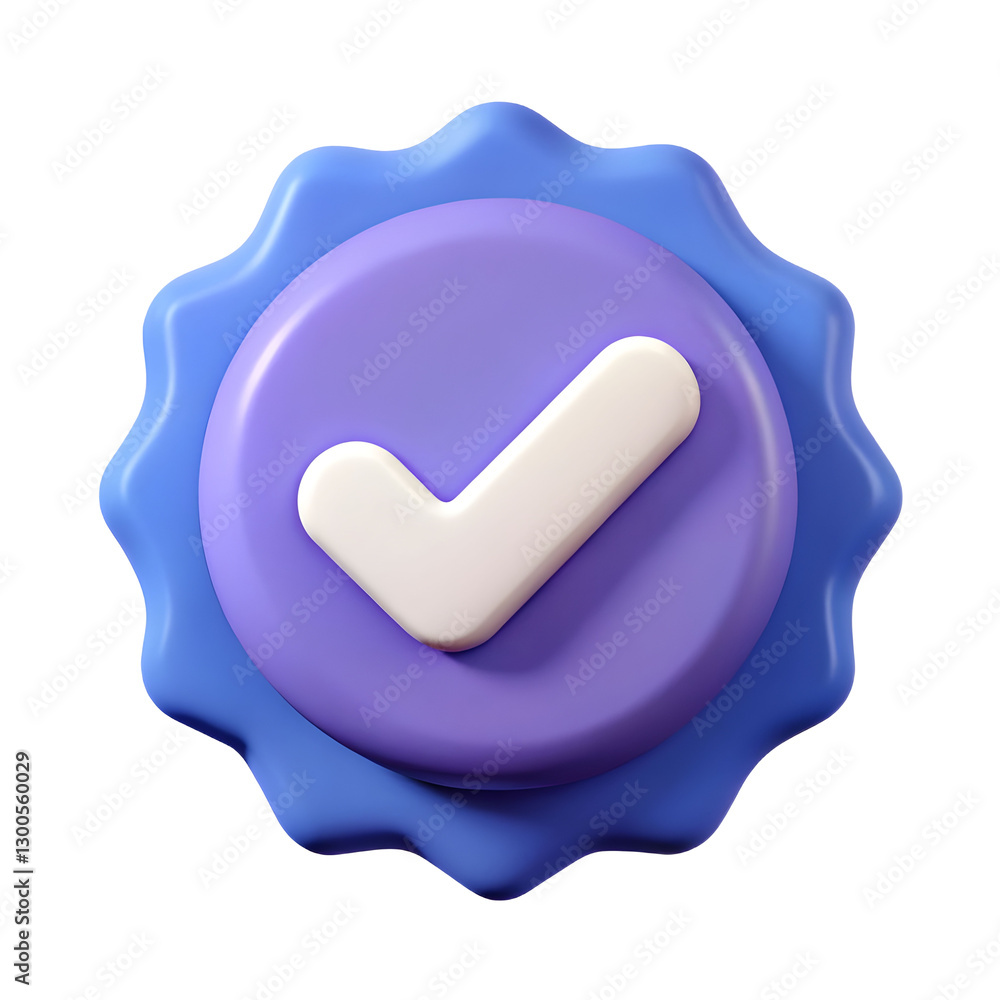 3d Blue verified icon isolated on transparent background, blue check ...