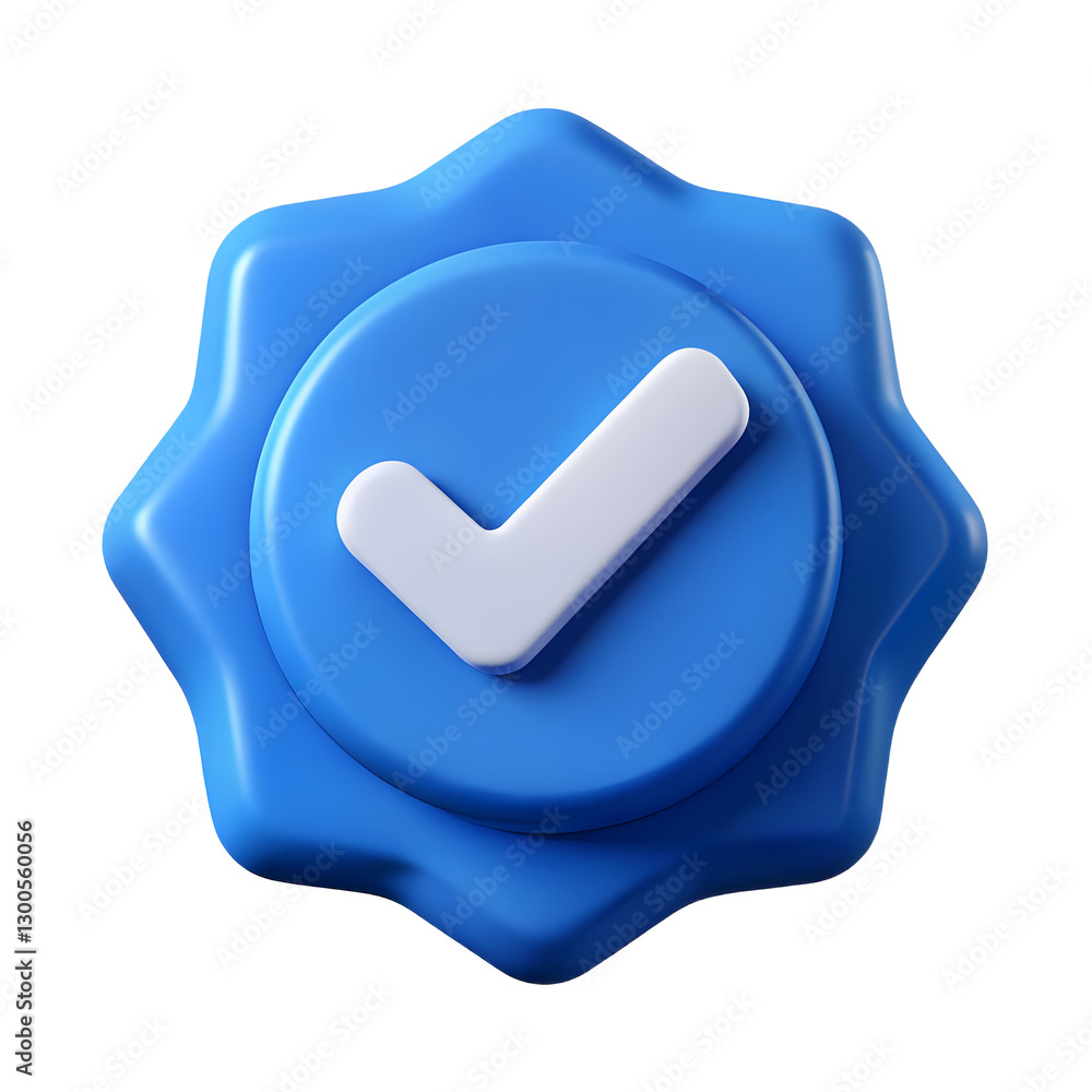 3d Blue verified icon isolated on transparent background, blue check ...