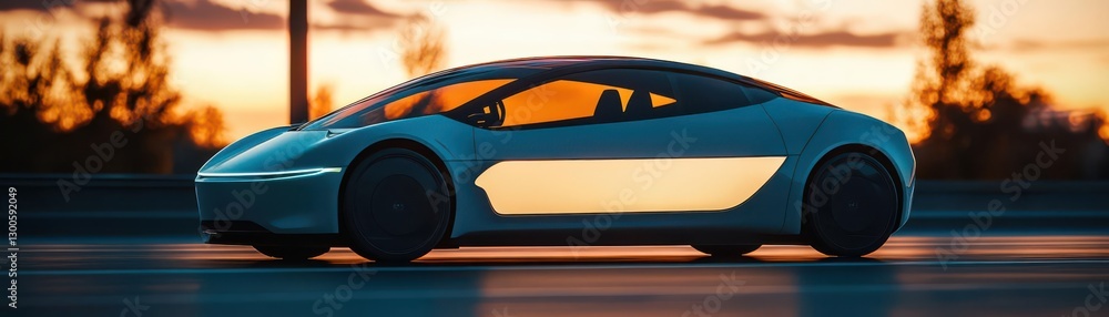 Emerging next-generation electric vehicle prototype flat design side ...