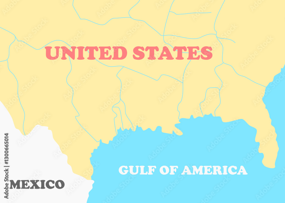 Political map of the Gulf of America - USA, Mexico Stock Vector | Adobe ...