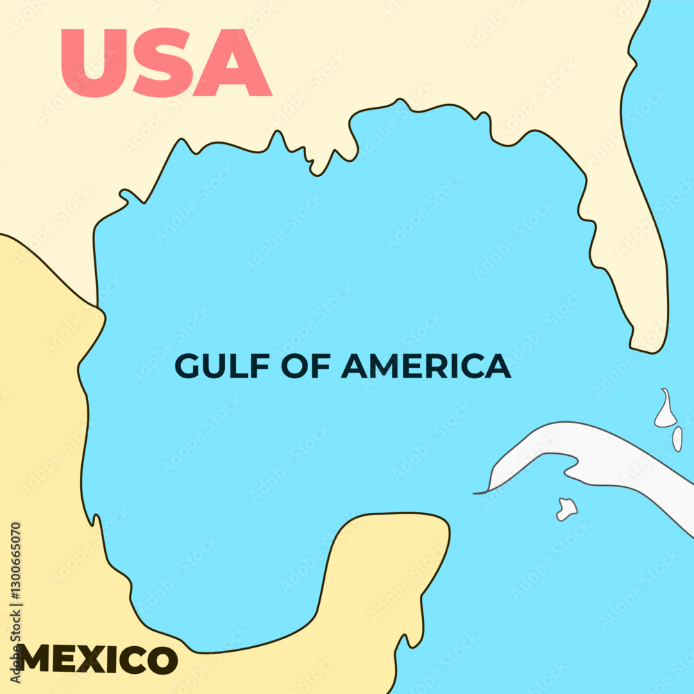 Gulf of Mexico renamed as gulf of America. Map illustration Stock ...