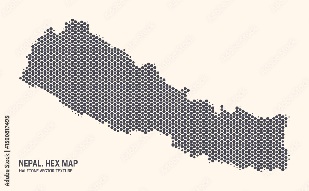 Nepal Map Vector Hexagonal Halftone Pattern Isolate On Light Background ...
