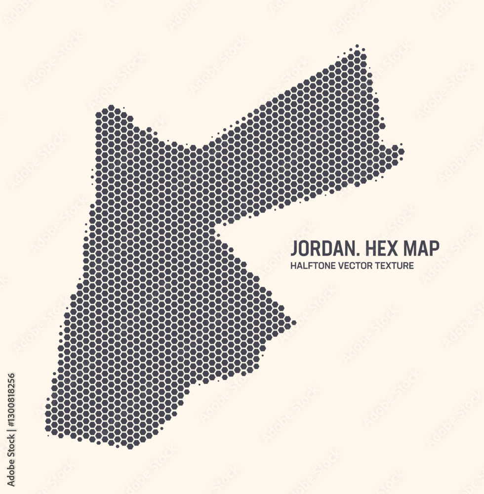 Jordan Map Vector Hexagonal Halftone Pattern Isolate On Light ...