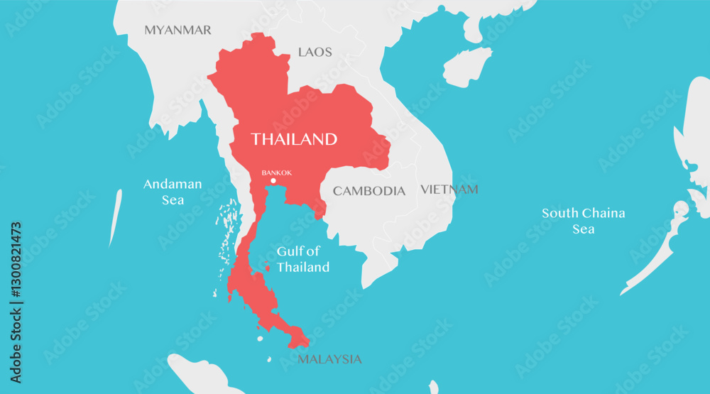 Thailand map, Southeast Asia map, Thai geography, vector map ...