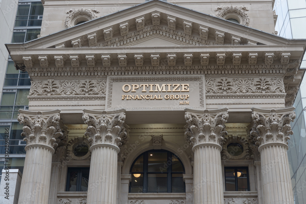 frontal view former Toronto Dominion Bank located at 205 Yonge St with ...