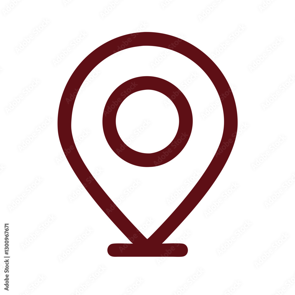 Simple maroon PIN location icon for navigation on a transparent ...