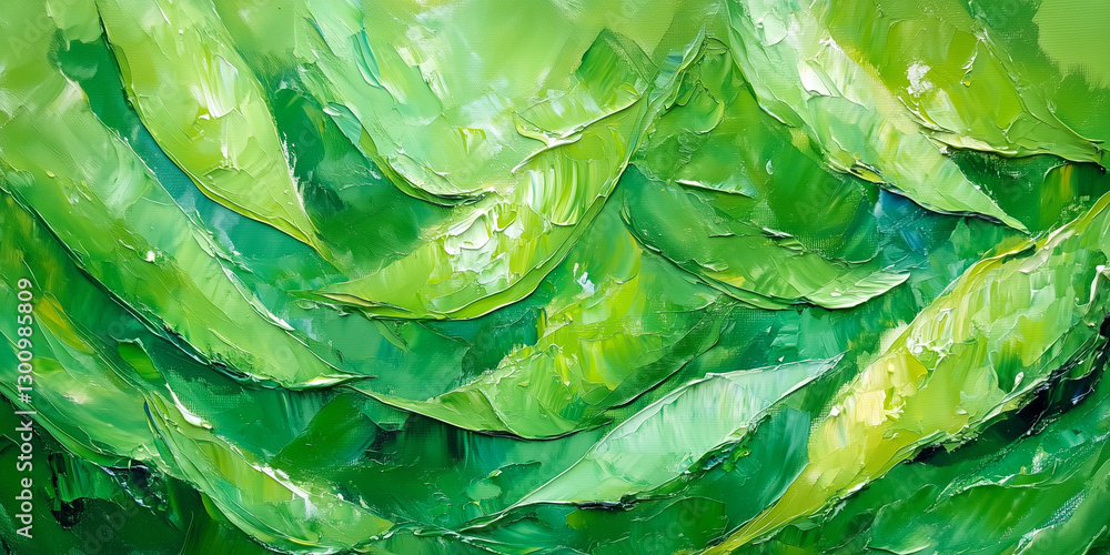Abstract green oil paint texture background. Green brush strokes of ...