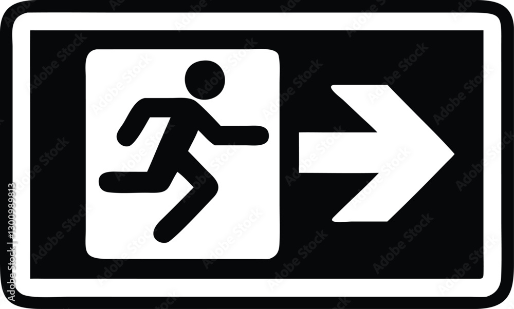 Emergency fire exit sign. running man icon to door. Exit emergency ...