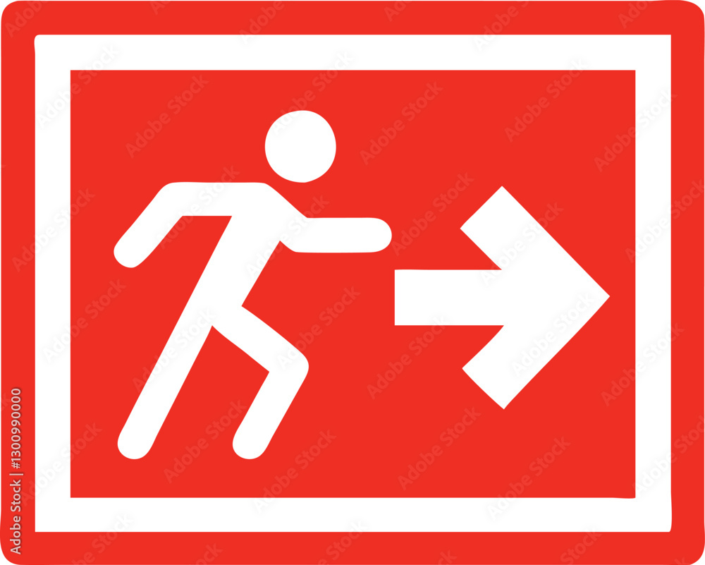 Emergency fire exit sign. running man icon to door. Exit emergency ...