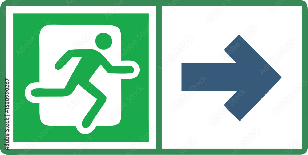 Emergency fire exit sign. running man icon to door. Exit emergency ...
