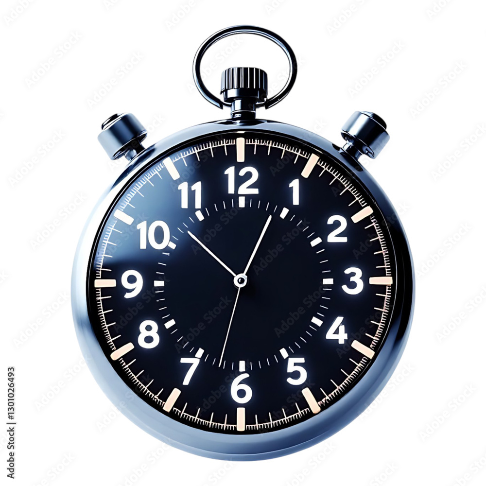 Classic Black Stopwatch with White Numbers and a Metallic Finish Stock ...