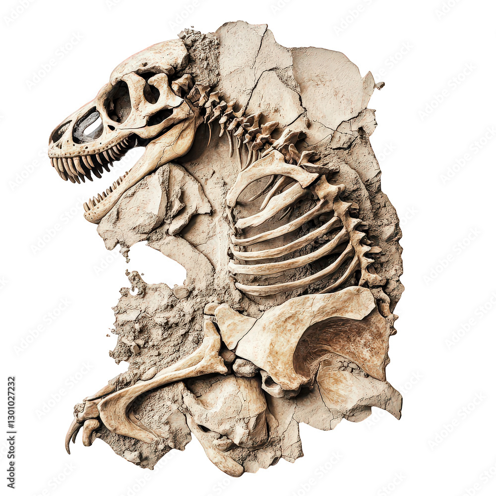 Dinosaur skeleton with missing bones, resembling incomplete fossil ...