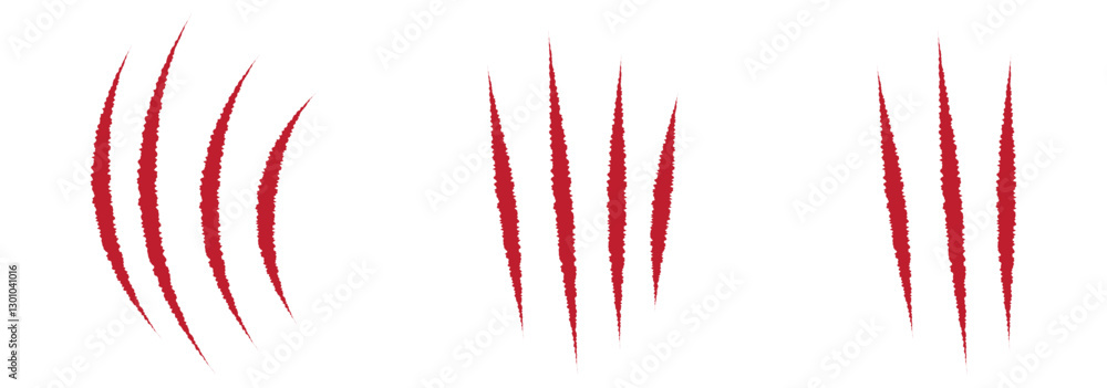 animal claw scratch marks on white background. Cat tiger paw shape ...