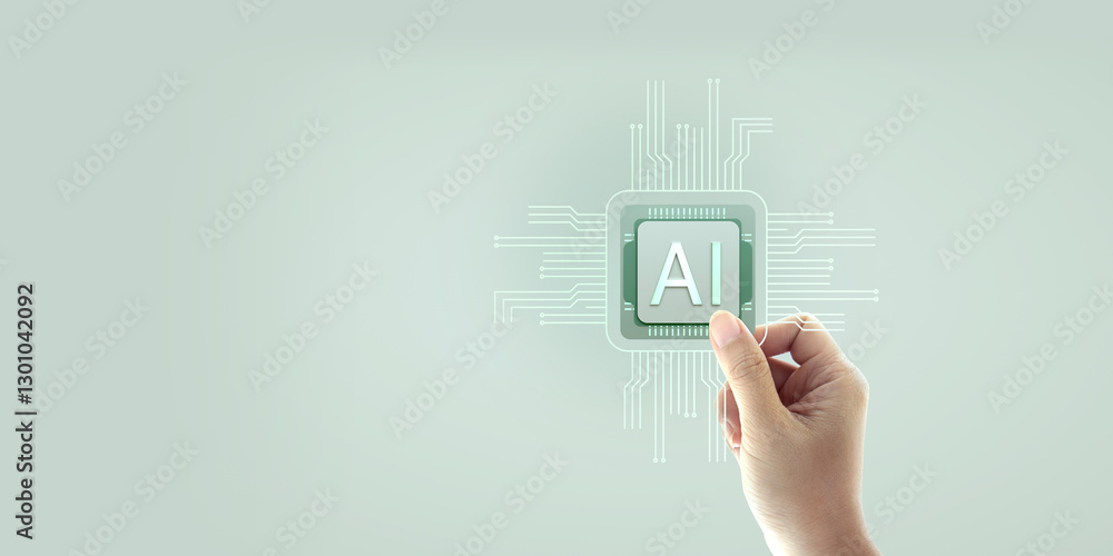 A hand showing technology, generative ai, artificial intelligence ...